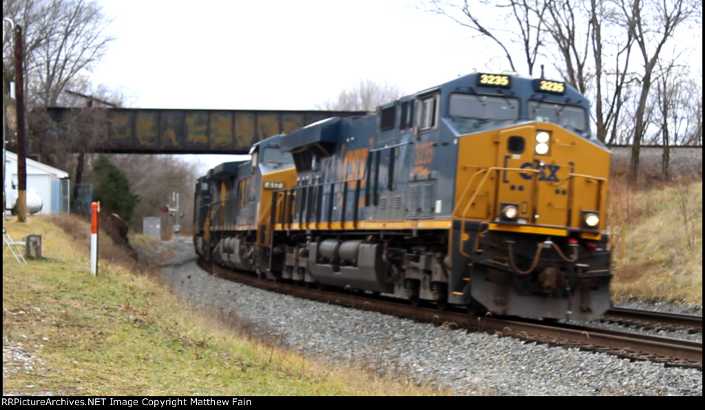 CSX 3235 leading CSX coal train thru Shenandoah Junction, WV